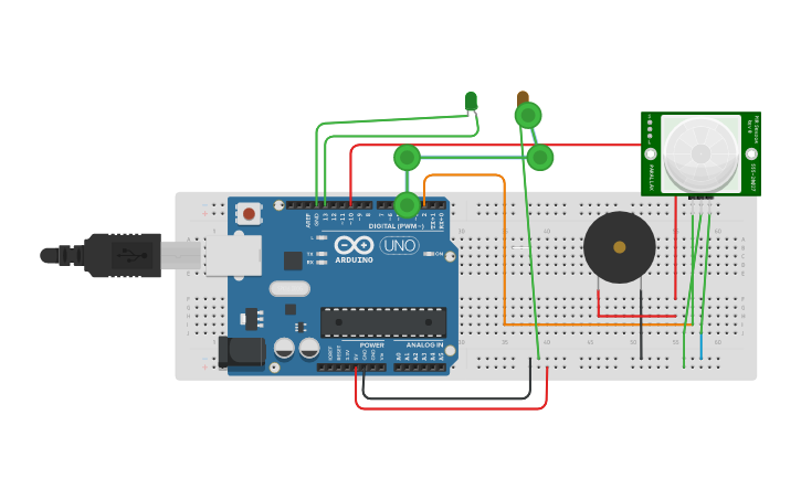 Circuit design sensor de movimiento - Tinkercad