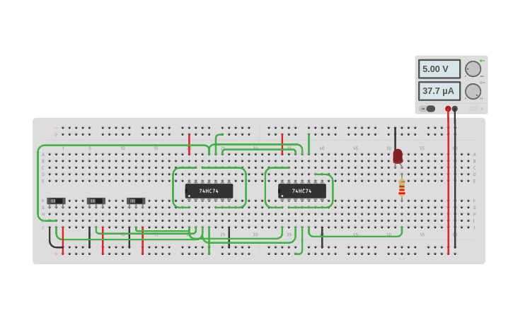 Circuit design Dupli Lab 8.2 4-bit Serial in Serial out Shift Register | Tinkercad