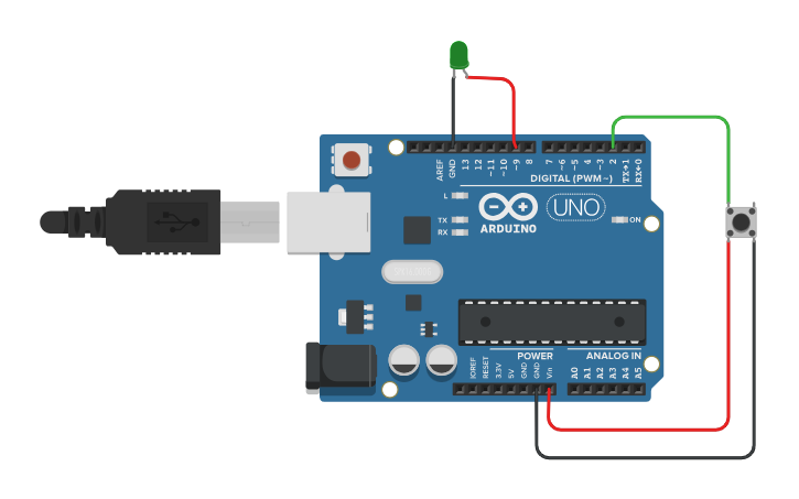 Circuit design Interrupts programming example using GPIO. - Tinkercad Circuit design Interrupts programming example using GPIO. - Tinkercad