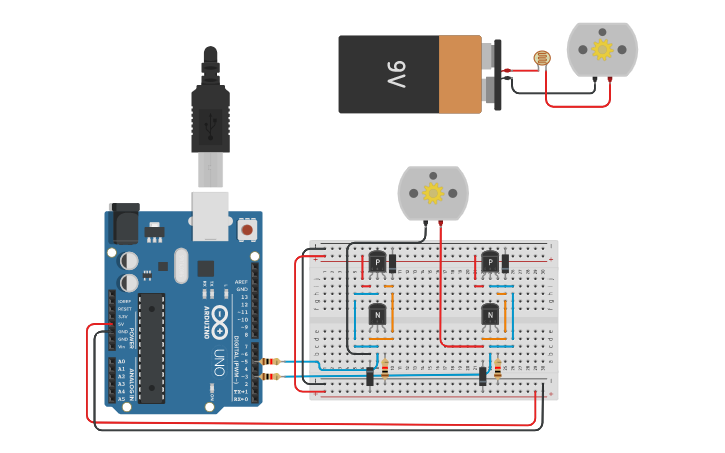 Circuit design H - Bridge - Tinkercad