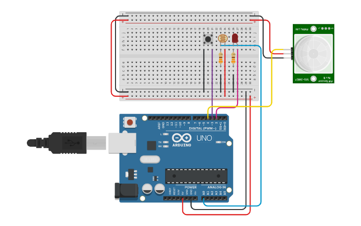 Circuit design Sensor de Presença - Tinkercad Circuit design Sensor de Presença - Tinkercad