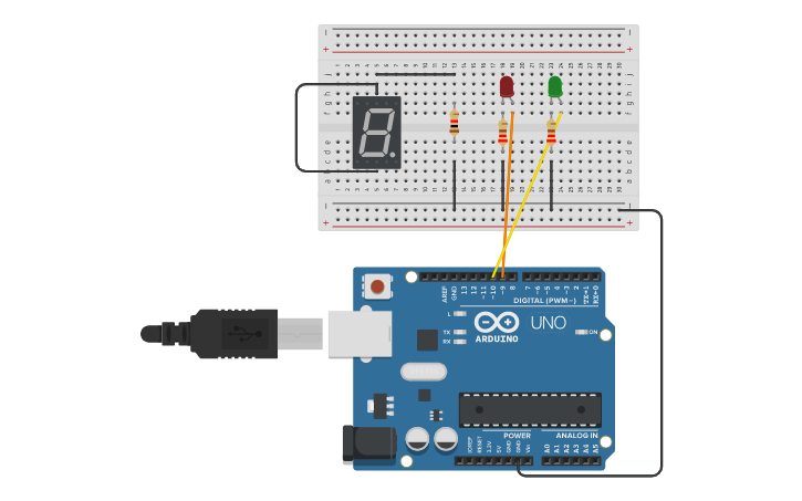 Circuit design LABNHS seven segment HO2 - Tinkercad