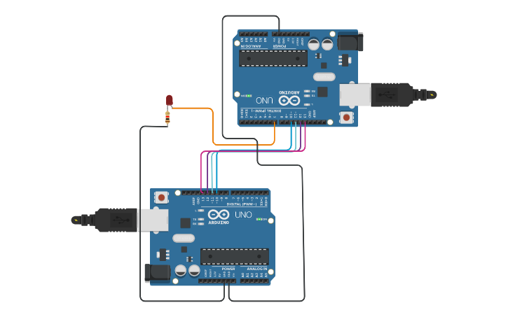 Circuit Design Komunikasi Berbasis Serial Spi Tinkercad