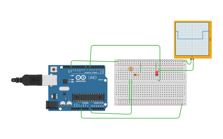 Circuit design LDR sensor - Tinkercad