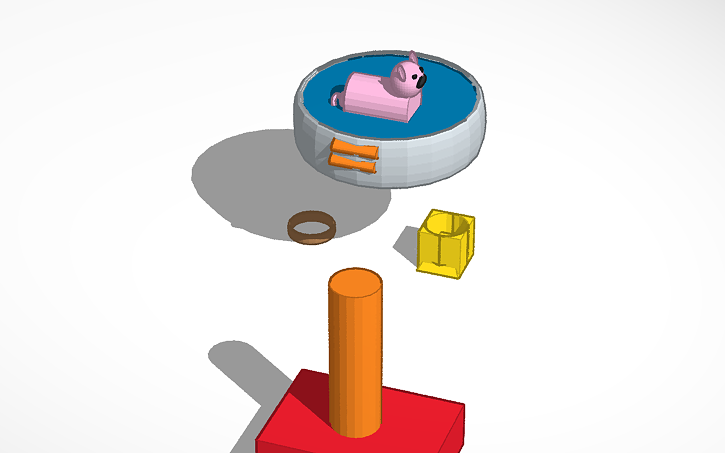 3D design Pig in swimming pool - Tinkercad