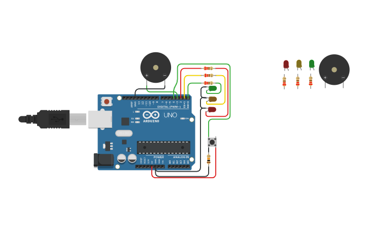 Circuit design 3. Semafor bakalarka | Tinkercad