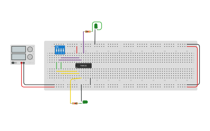 Circuit design 4-to-2 encoder - Tinkercad