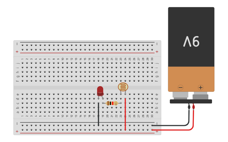 Circuit design LED and Photoresistor - Tinkercad