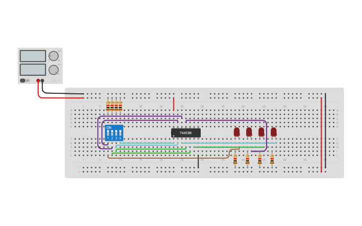 Circuit design Binary to Gray Code - Tinkercad