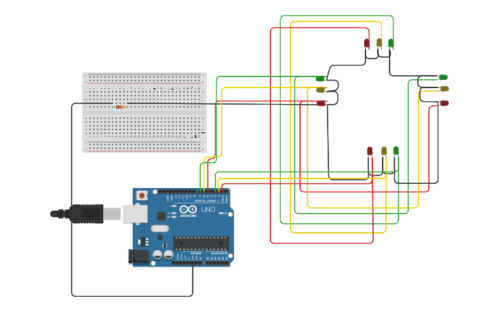 Circuit design TRAFFIC CONTROL SYSTEM - Tinkercad