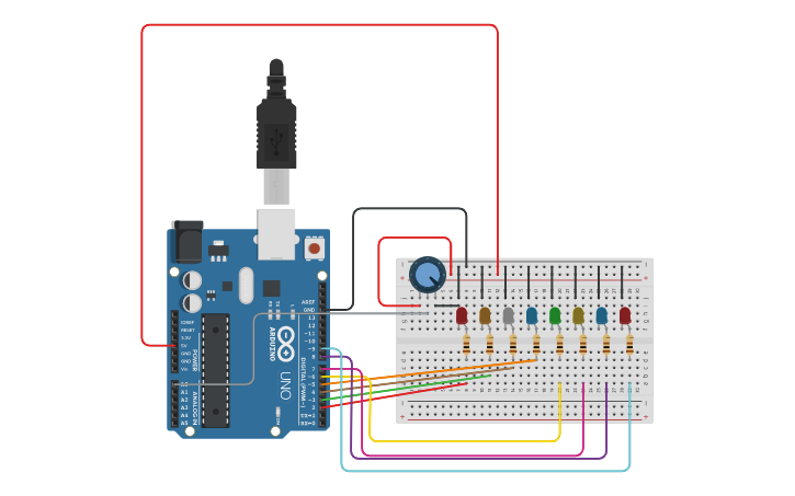 Circuit design Ornamental lights | Tinkercad