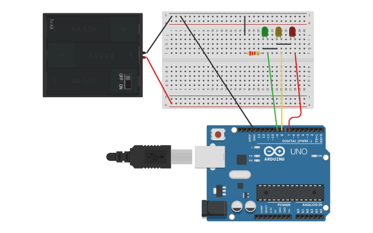 Circuit design SEMAFORO ARDUINO - Tinkercad