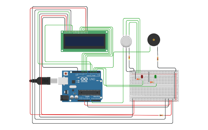 Circuit Design Copy Of Penggunaan Sensor Gas Untuk Mendeteksi Kebocoran Gas Tinkercad
