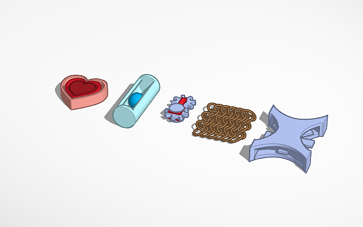 3D design 5 Random fidgets - Tinkercad