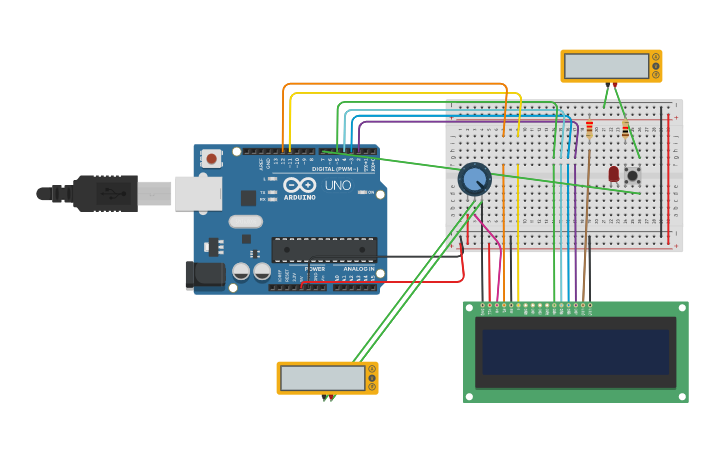 Circuit design Copy of LCD MODULE BUTTON COUNTER - Tinkercad