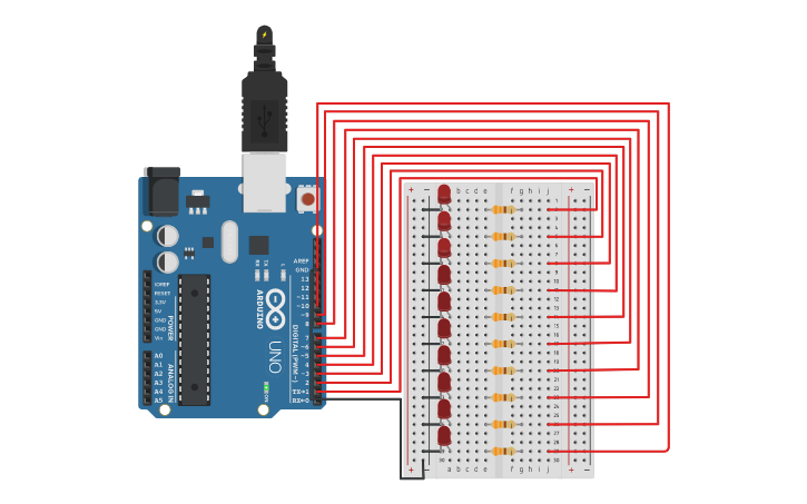 Circuit design Loop For 1º | Tinkercad