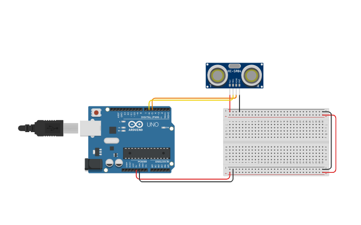 Circuit design 12_SENSOR ULTRA SONIDO_EVALUACIÓN PARTE 1 - Tinkercad
