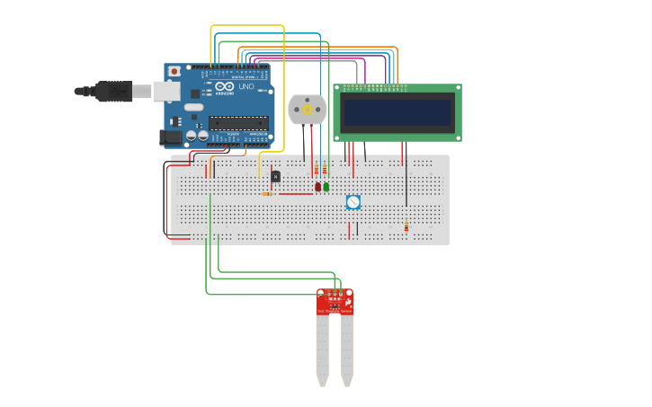 Circuit design Soil Moisture Sensor - Tinkercad