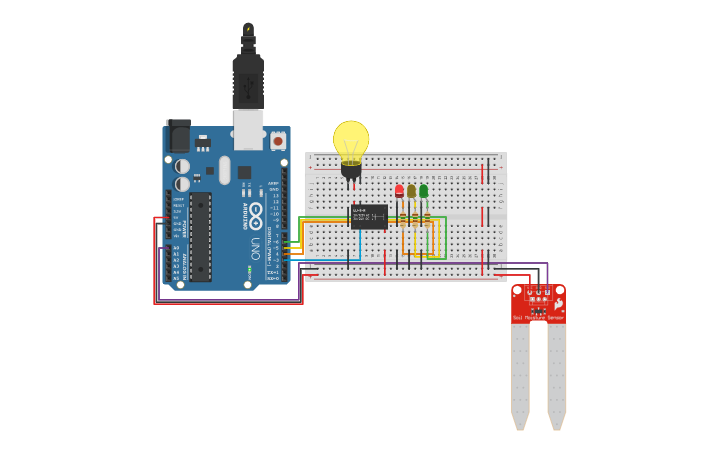 Circuit design Soil Sensor - Tinkercad