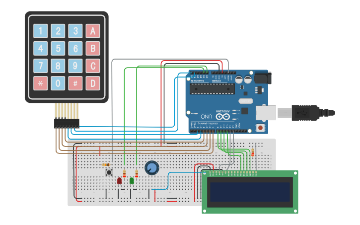 Circuit design Control de Acceso seguro con Arduino,Lcd y Keypad. - Tinkercad
