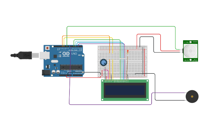 Circuit design PIR DETECTION #TESTCASE 1 | Tinkercad