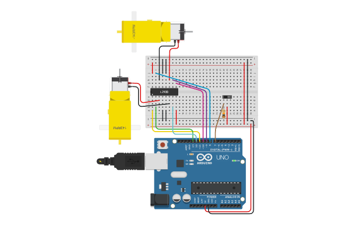 Circuit design Motor Driver example - Tinkercad