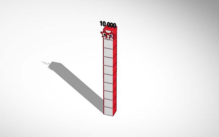 3D design Numberblock 10,000 - Tinkercad