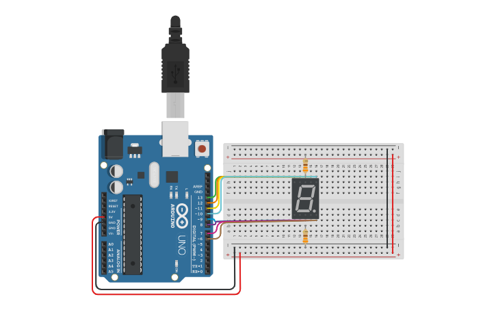 Circuit design 7 Segment - Tinkercad