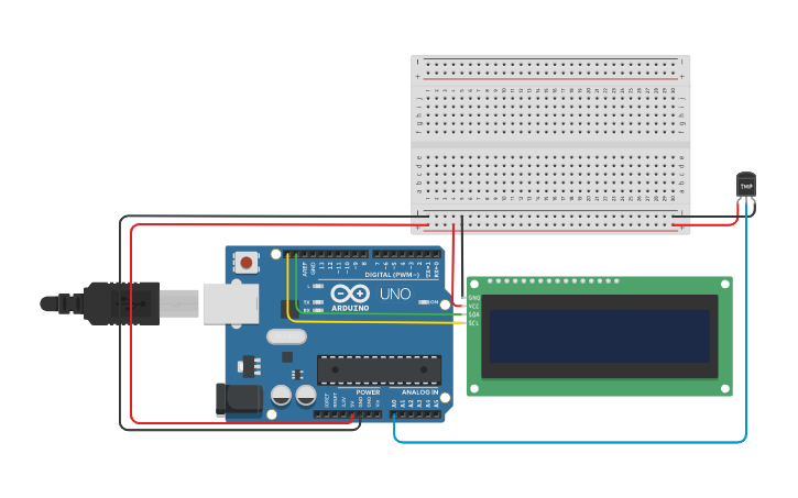 Circuit Design Sensor De Temperatura Lcd Tinkercad