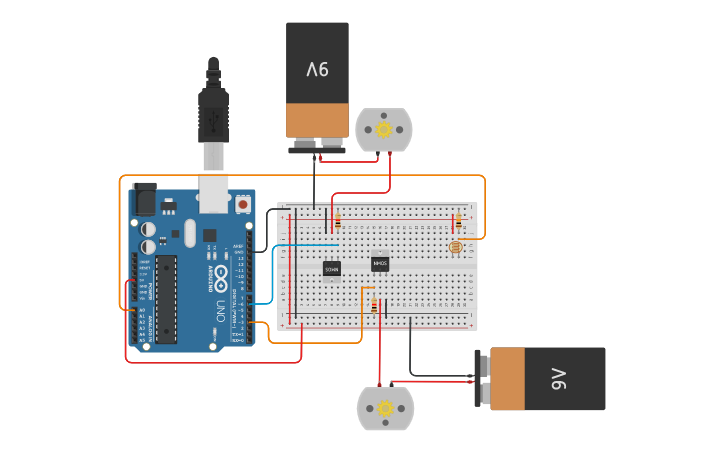 Circuit design Light subsystem | Tinkercad