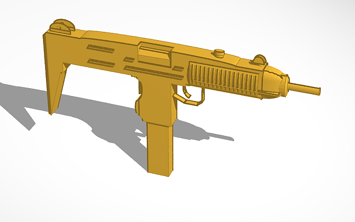 3D design gold UZI - Tinkercad