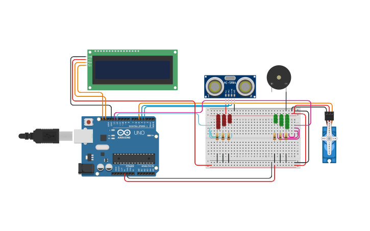 Circuit Design Ultrasonic Radar Tinkercad