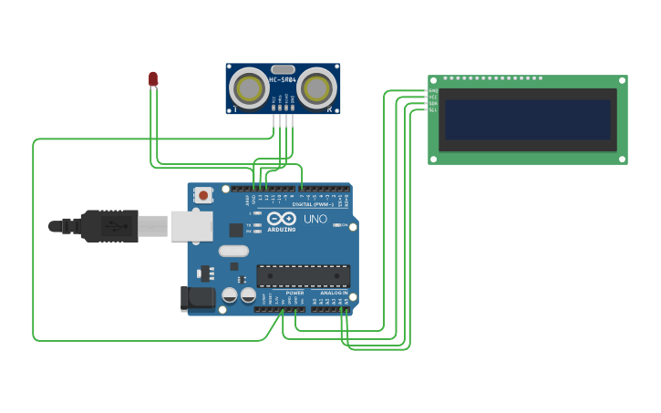 Circuit design ultrasonic detector - Tinkercad