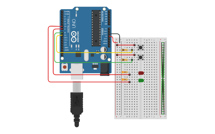 Circuit design Two Buttons - Tinkercad