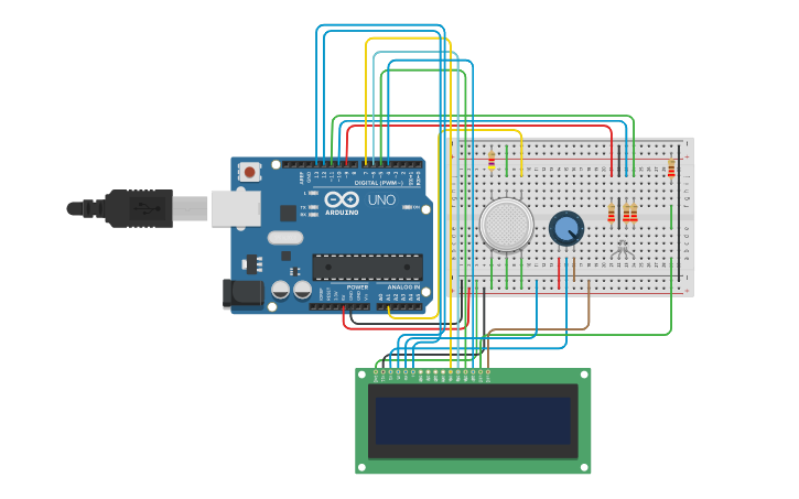 Circuit design Sensor de Gas | Tinkercad