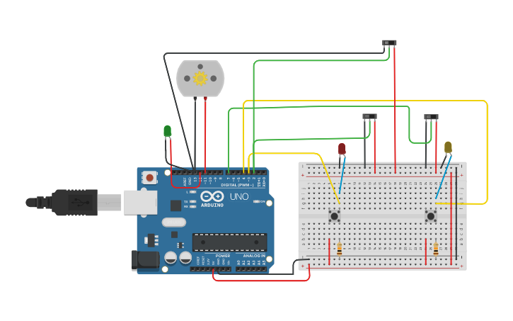 Circuit design Power Window System using Arduino API - Tinkercad