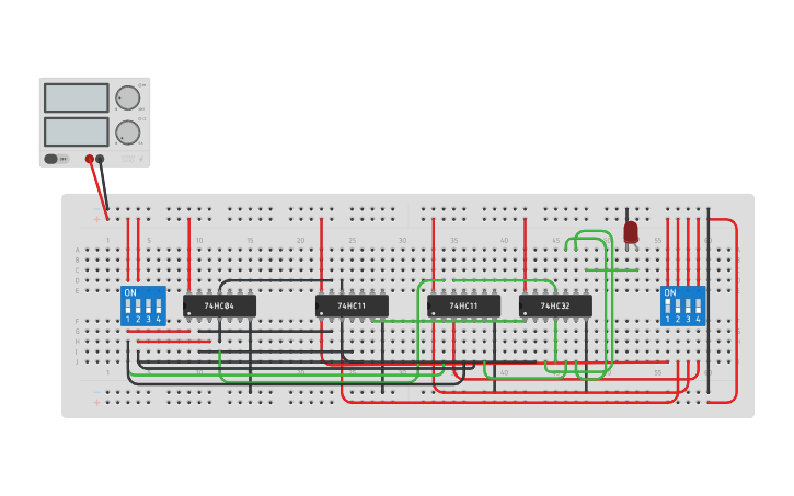 Circuit design 4 x 1 MUX - Tinkercad