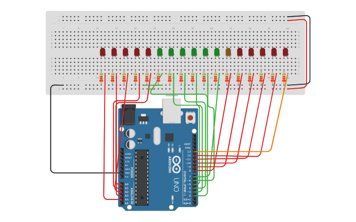 Circuit design Binary Clock - Tinkercad