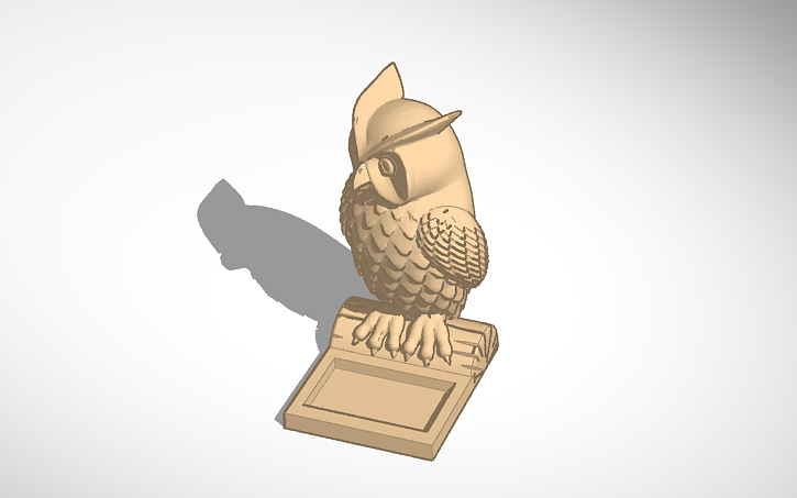 3D design Owl with rectangle dish | Tinkercad