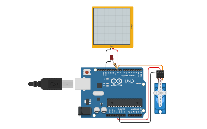 Circuit design Servo Example - Tinkercad