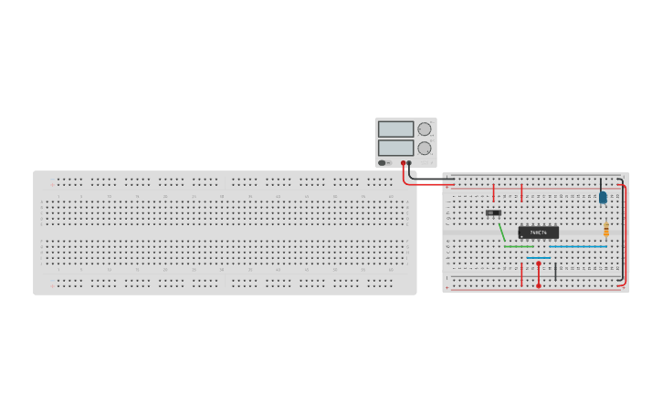 Circuit design Edge Triggered Flip Flop 74HC74 - Tinkercad