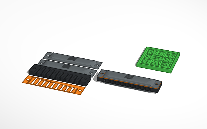 3D design blues harmonica - Tinkercad