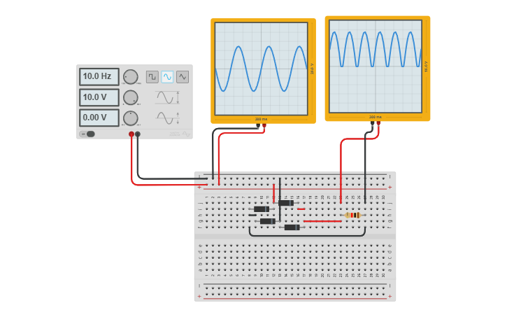 Circuit design Rangkaian Full Wave Rectifier - Tinkercad