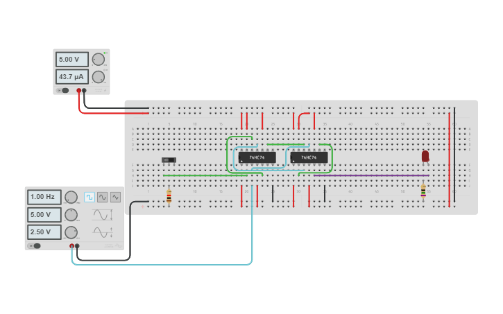 Circuit design Shift Register(SISO) - Tinkercad