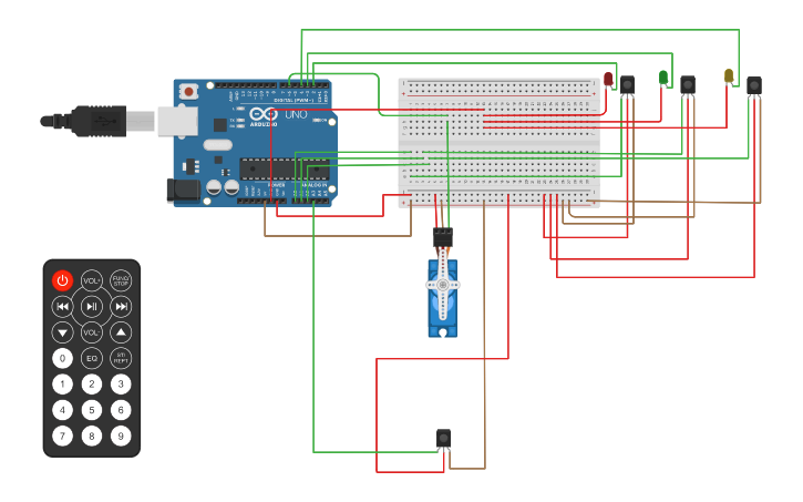 Circuit Design Automated Car Parking System Tinkercad
