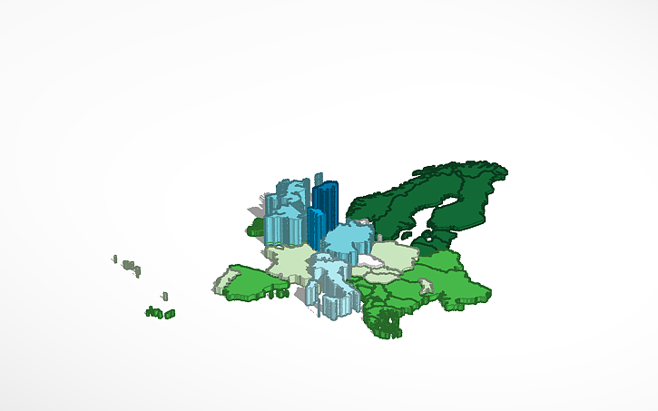 3D design Map of Europe by people/km described by color and height ...