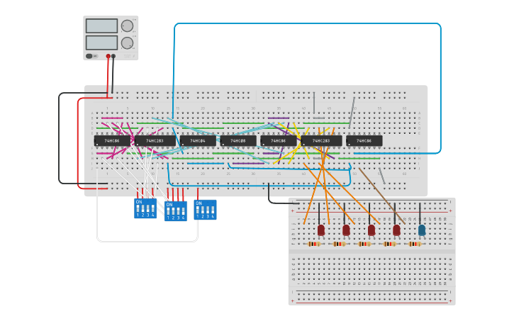 Circuit design 2's complement with mode - Tinkercad