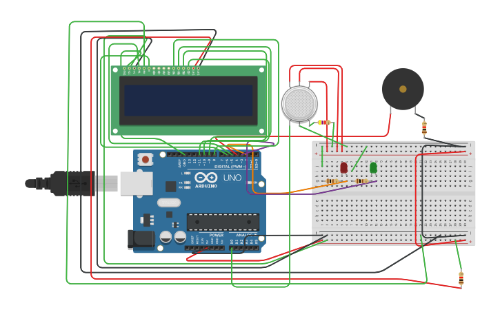 Circuit design Fire detector - Tinkercad