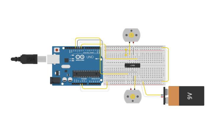 Circuit design Control de dos motores con arduino - Tinkercad