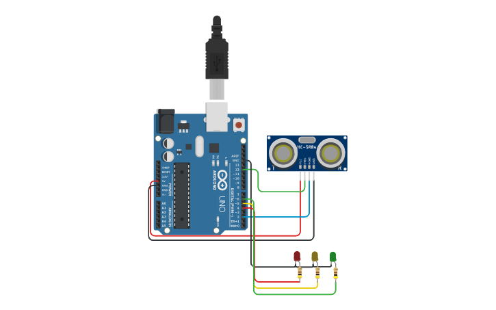 Circuit design Copy of Atividade 2 SENSOR ULTRASSONICO - Tinkercad
